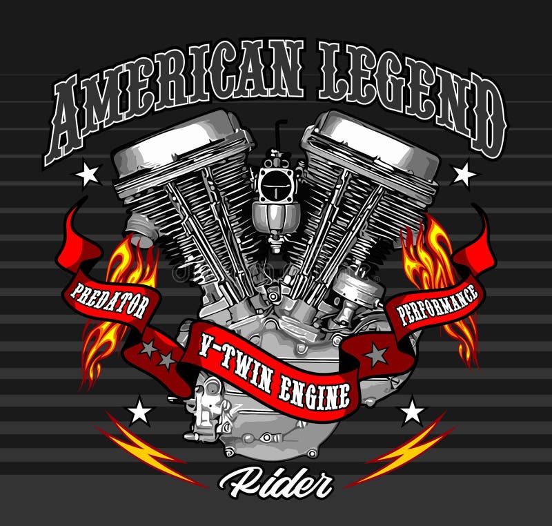 Classic V Twin Motorcycle Engine Stock Illustrations – 140 Classic V ...
