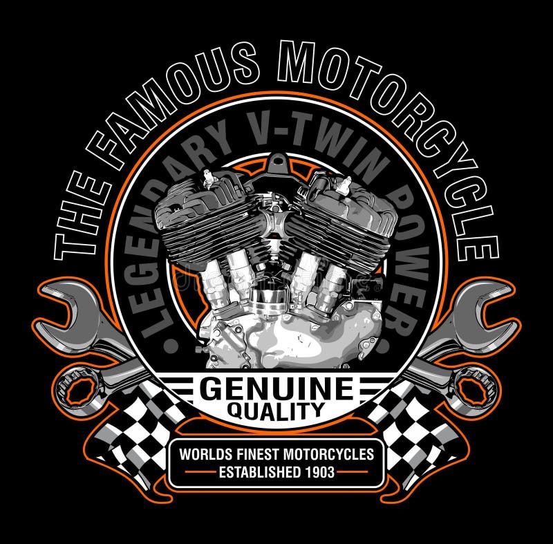 Classic V Twin Motorcycle Engine Stock Illustrations – 140 Classic V ...