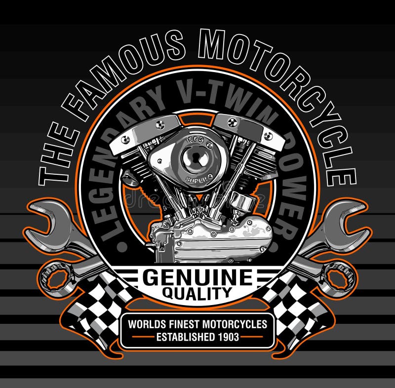 Classic V Twin Motorcycle Engine Stock Illustrations – 140 Classic V ...