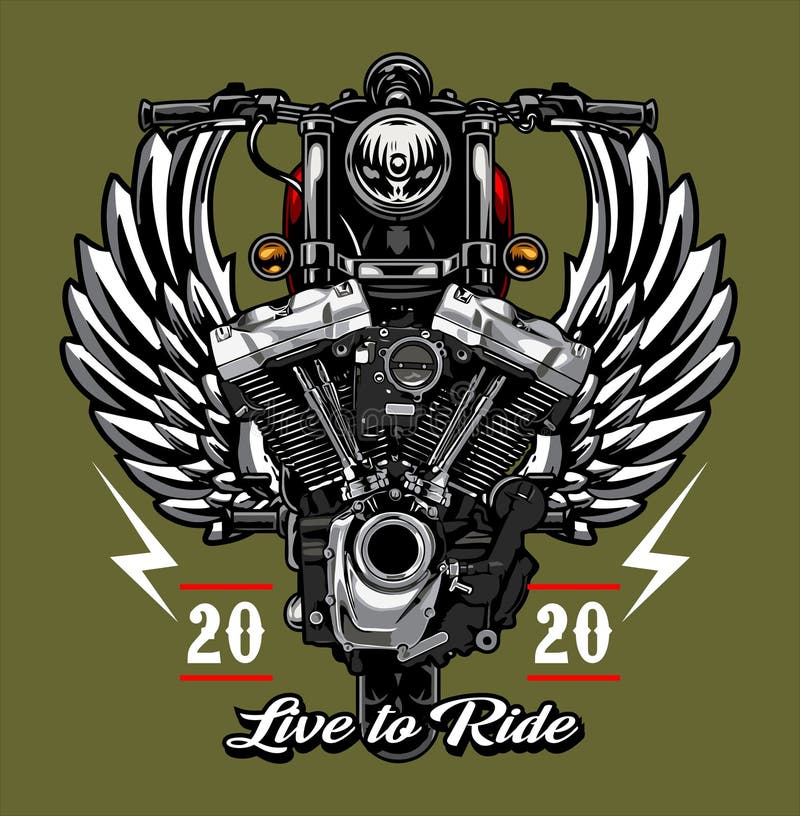 Classic V Twin Motorcycle Engine Stock Illustrations – 216 Classic V ...