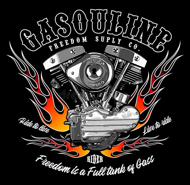 Classic V Twin Motorcycle Engine Stock Illustrations – 140 Classic V ...