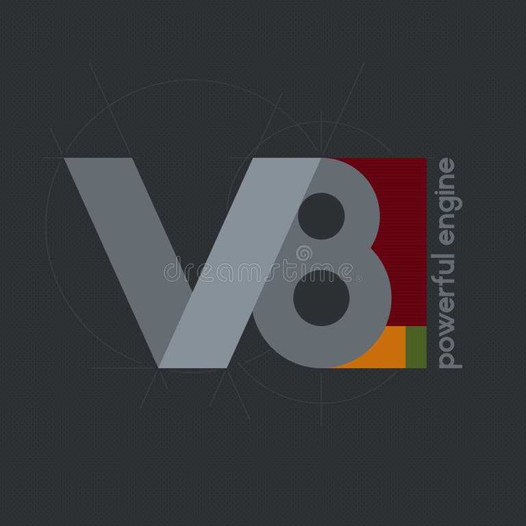 V8, V8 Powerfull Engine stock vector. Illustration of grey - 83251632