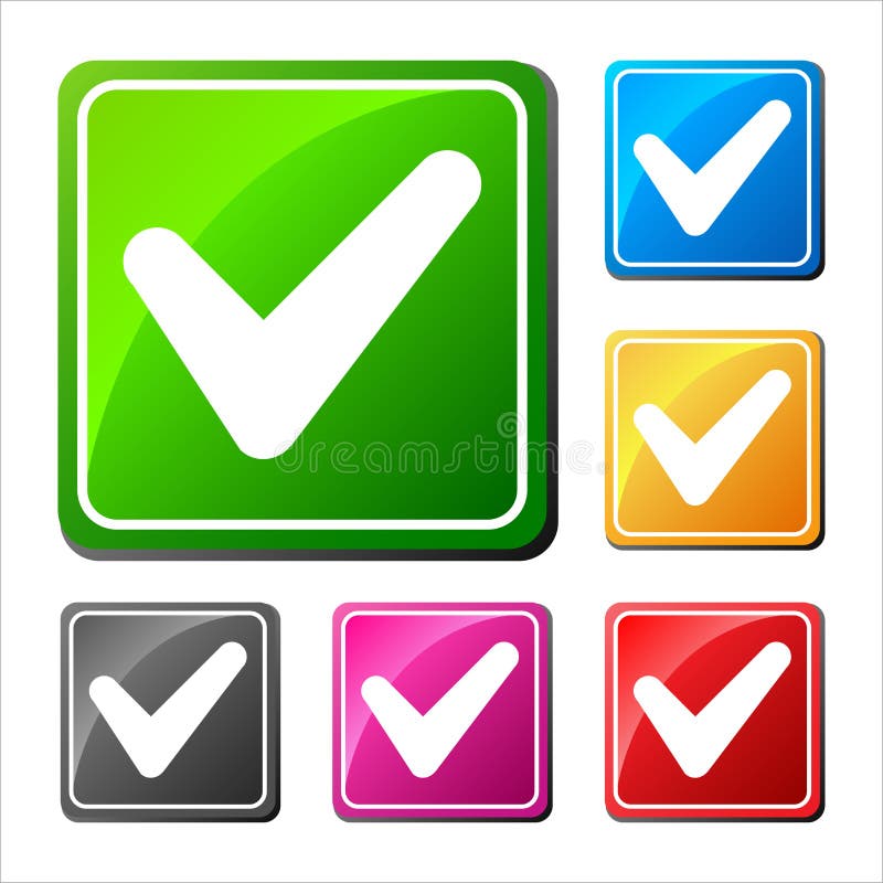 V - Validation Set of Six Different Icons. Stock Illustration ...
