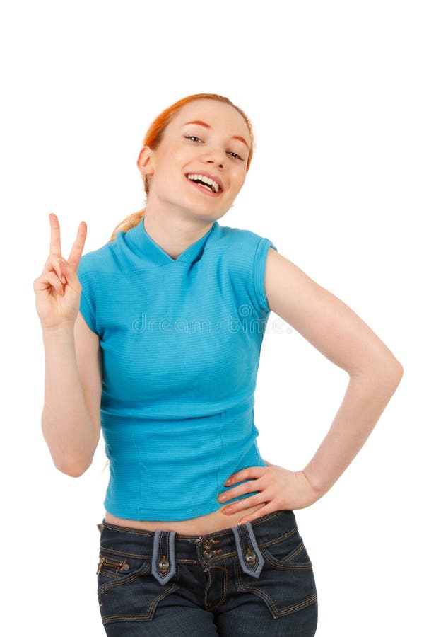 V for Victory stock photo. Image of posing, pretty, studio - 39077178