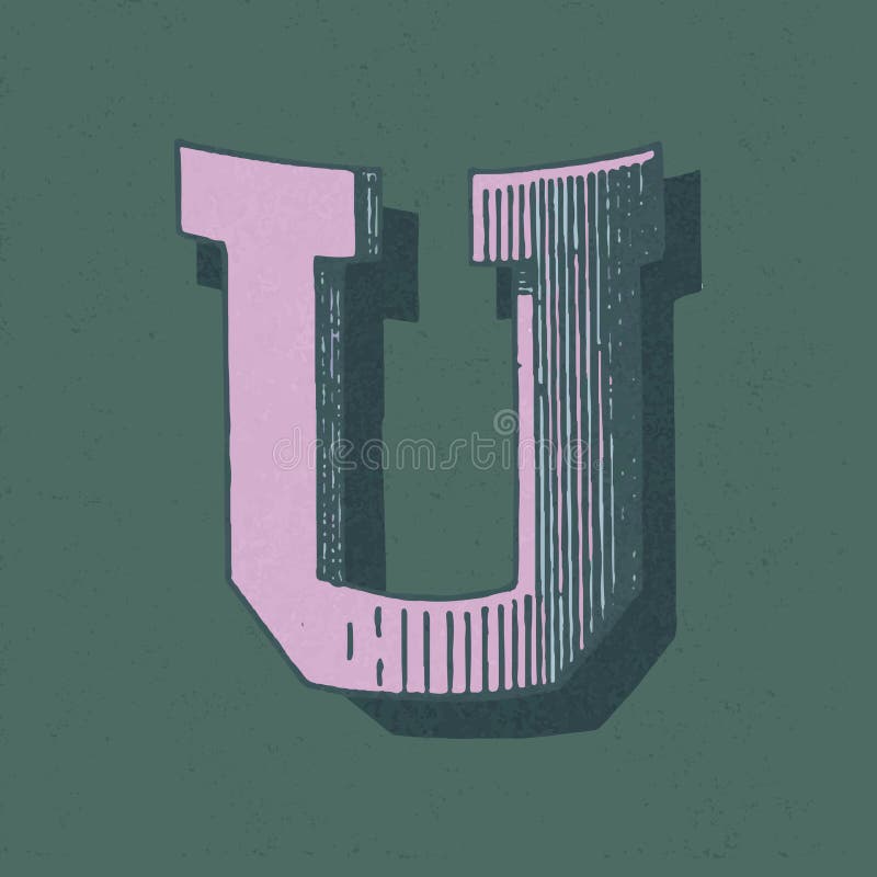 Capital Letter U Vintage Typography Style Stock Vector - Illustration ...