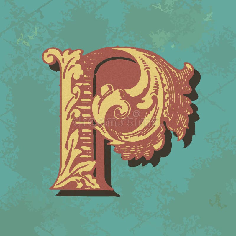 Capital Letter P Vintage Typography Style Stock Vector - Illustration ...