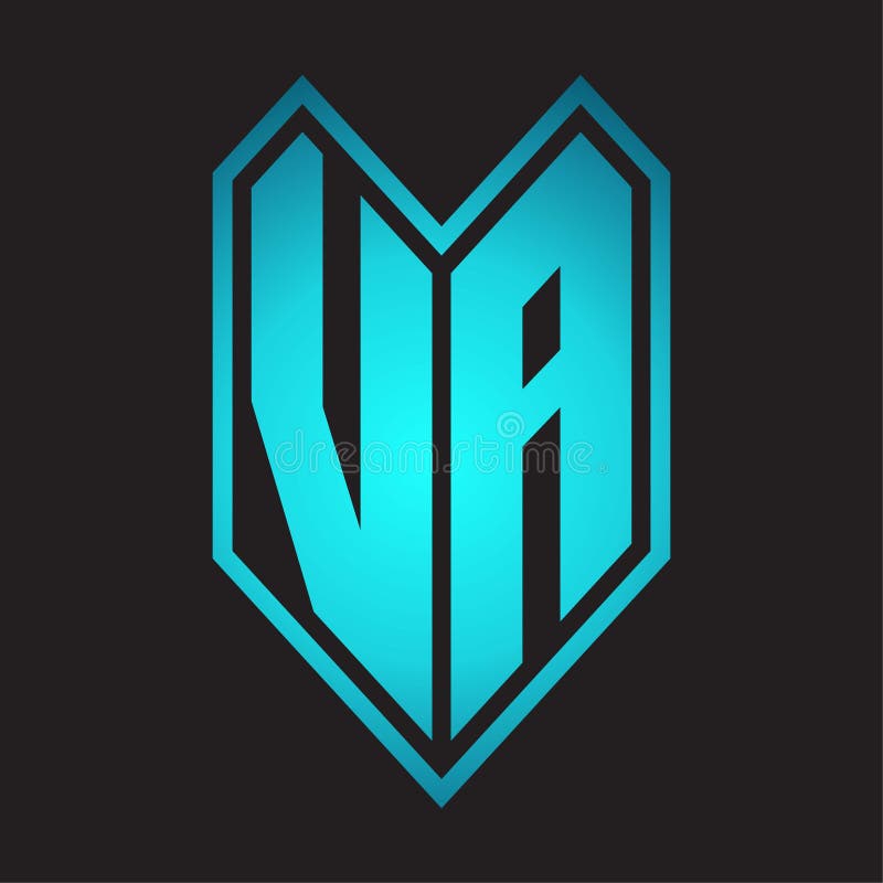 VA Logo Monogram with Emblem Line Style Isolated on Blue Gradient ...