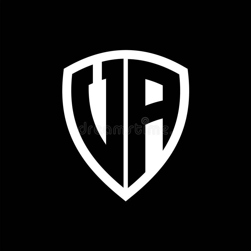 VA Monogram Logo with Bold Letters Shield Shape with Black and White ...
