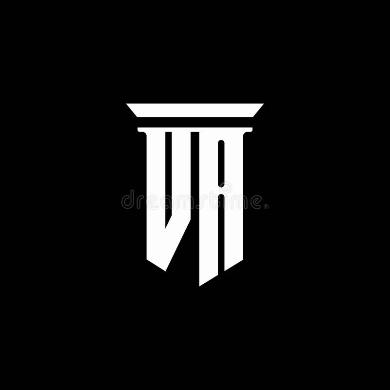 VA Monogram Logo with Emblem Style Isolated on Black Background Stock ...