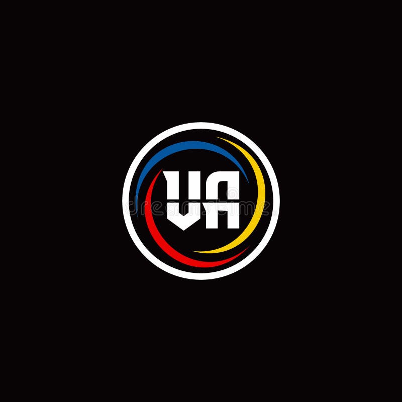 VA Monogram Logo Isolated on Circle Shape with 3 Slash Colors Rounded ...