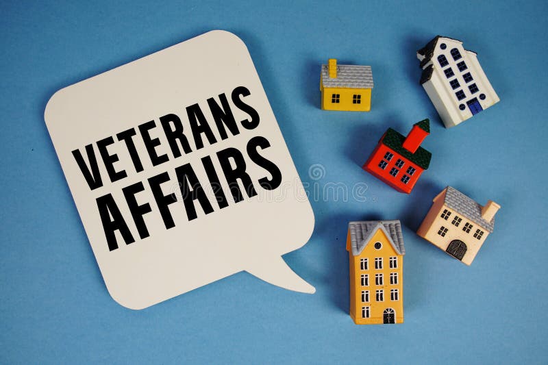 VA Veterans Affairs Text with House Models on Blue Background Stock Photo - Image of housing ...