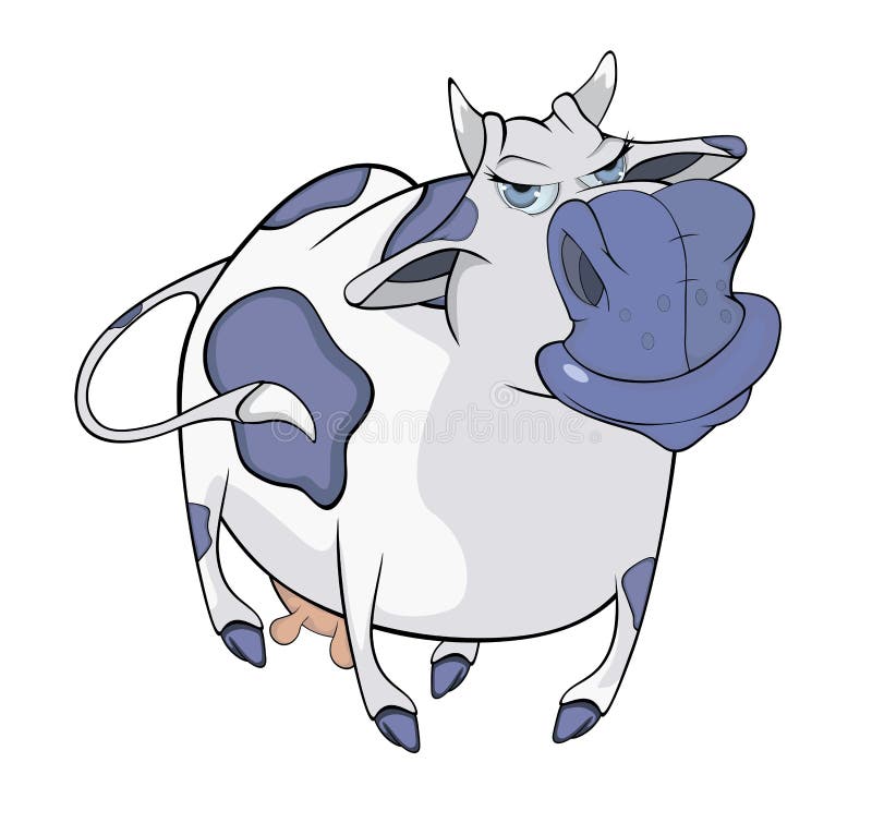 Vaca Azul Feliz. Desenhos Animados Ilustração do Vetor - Ilustração de ...