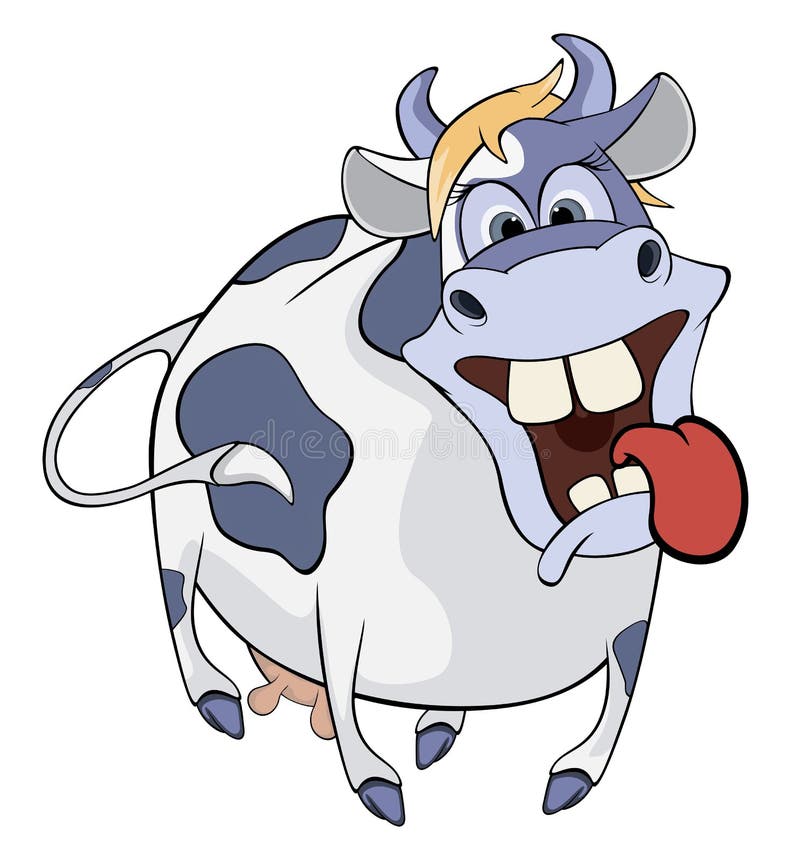 Vaca Azul Feliz. Desenho Animado Ilustração do Vetor - Ilustração de ...