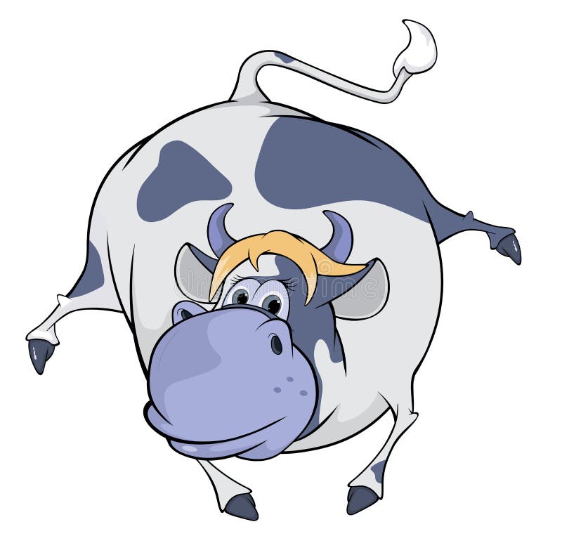 Vaca Azul Feliz. Historieta Ilustración del Vector - Ilustración de ...