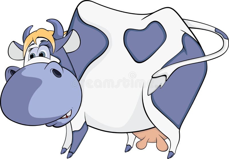 Vaca Azul Feliz. Desenhos Animados Ilustração do Vetor - Ilustração de ...