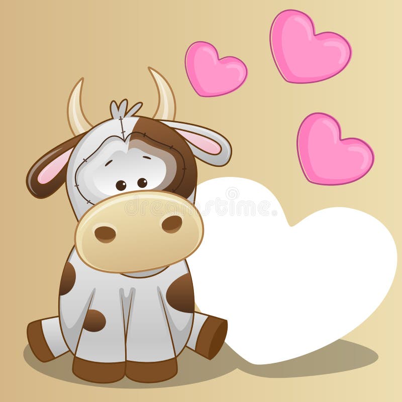 Vaca con los corazones ilustración del vector. Ilustración de tarjeta ...