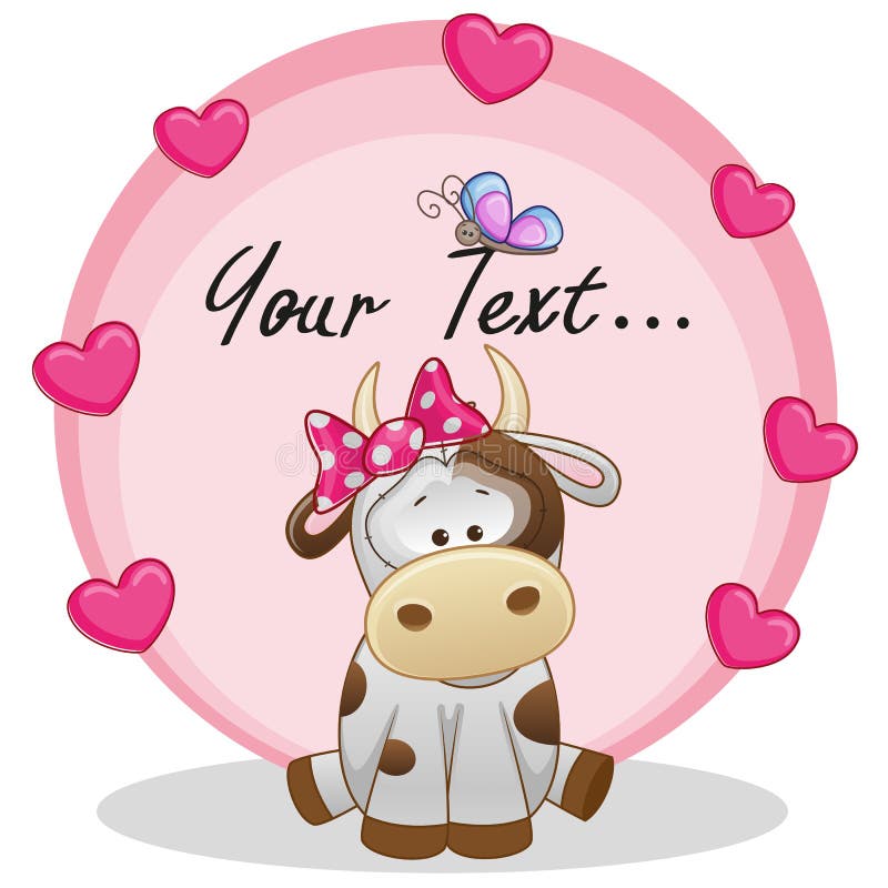 Vaca con corazón y flor ilustración del vector. Ilustración de falta ...