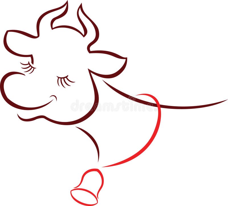Retrato De La Vaca En Líneas Simples Ilustración del Vector ...