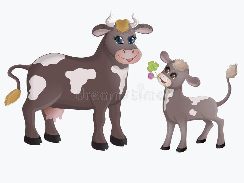 Vitela Que Mama O Leite, Vetor Da Silhueta Ilustração do Vetor ...