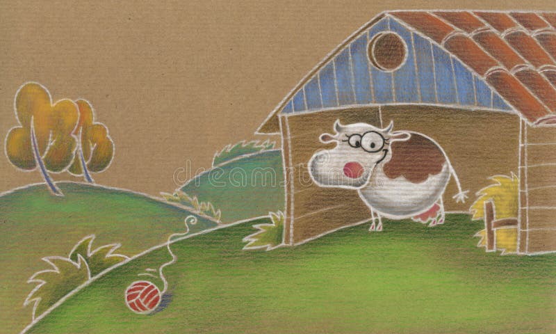 Vaca linda en el establo ilustración del vector. Ilustración de arte ...