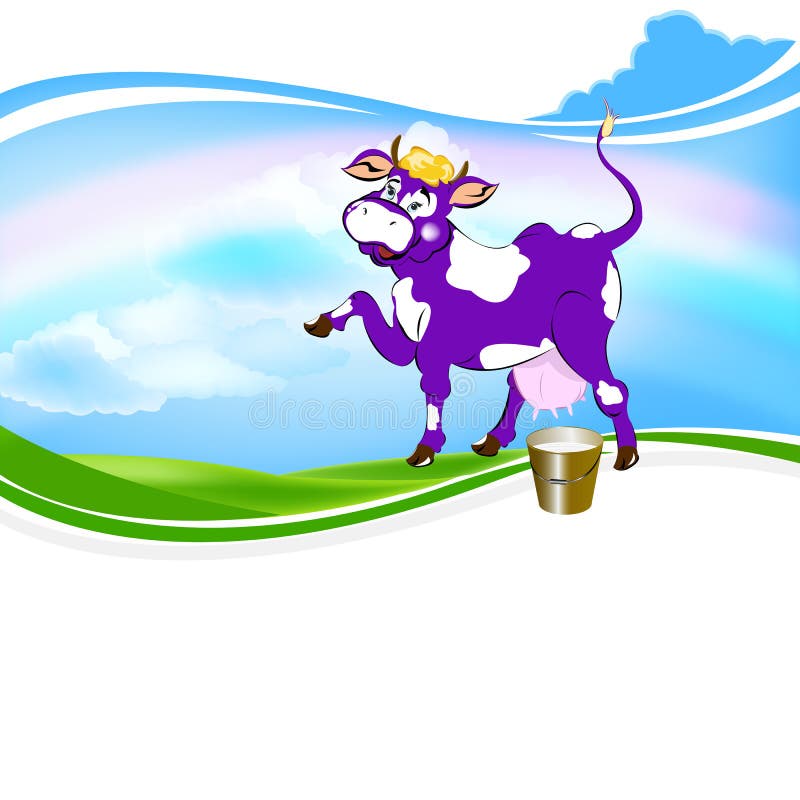 Uma Vaca Roxa Alegre E Uma Vitela Pequena Ilustração Stock - Ilustração ...