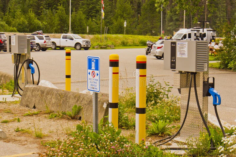 Vacant EV Charging Stations Editorial Stock Image - Image of cables ...