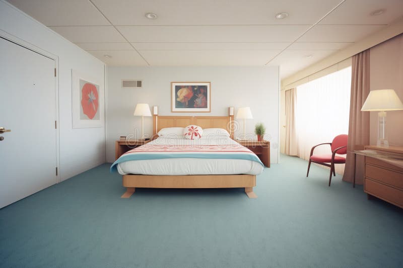 Vacant Hotel Room with Neat Bed and Nightstands Stock Photo - Image of ...