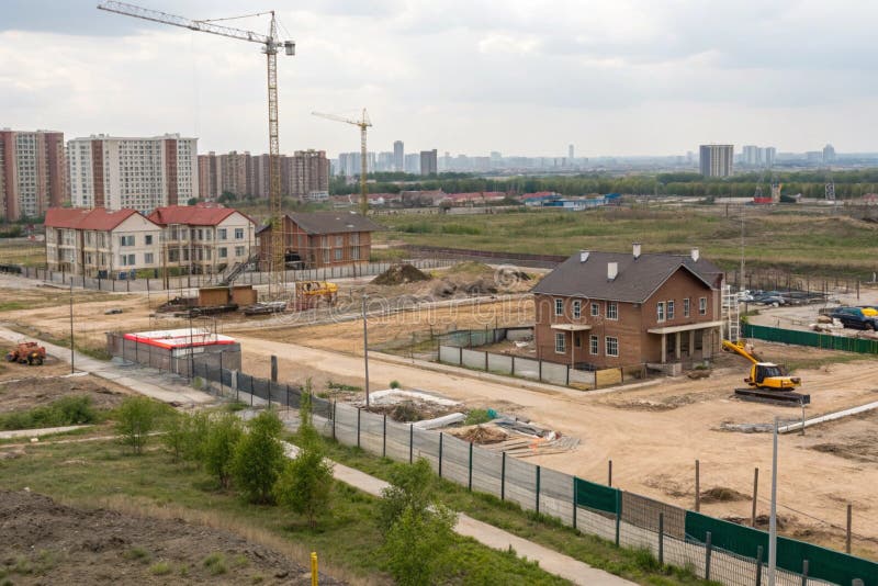 Vacant Lots for Housing Estate Under Construction Stock Illustration ...