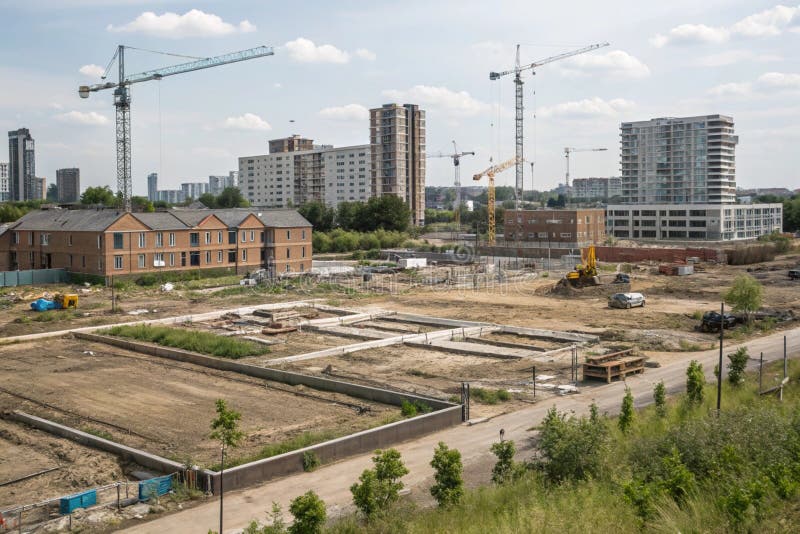 Vacant Lots for Housing Estate Under Construction Stock Illustration ...