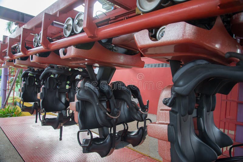 Empty red roller coaster stock photo. Image of seat, rail - 31267106