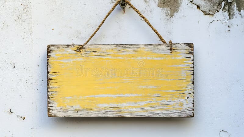 A Vacant Wooden Sign on an Empty Wall Awaits Your Message Stock Image ...