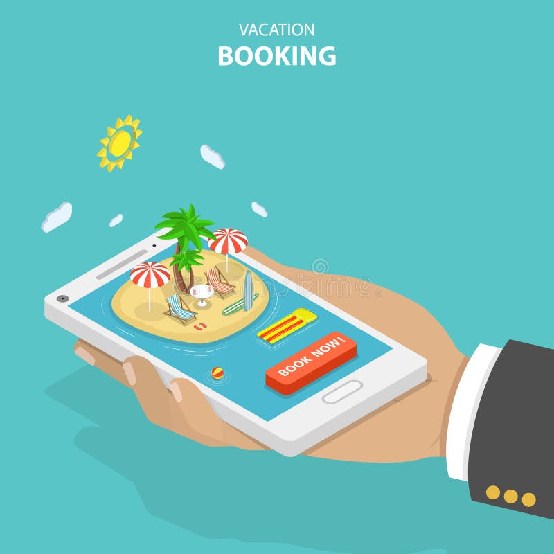 Vacation Booking Flat Isometric Low Poly Vector Concept Stock Vector ...