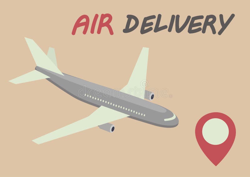 Air Delivery. Concept. the Plane Arrives at Its Destination. Vector ...