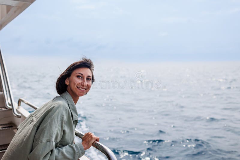 Vacation on a Cruise Ship. a Woman is on Vacation on a Cruise Ship ...
