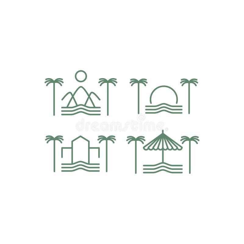 Vacation Destination Holiday Line Icon Set Design Vector Stock Vector ...
