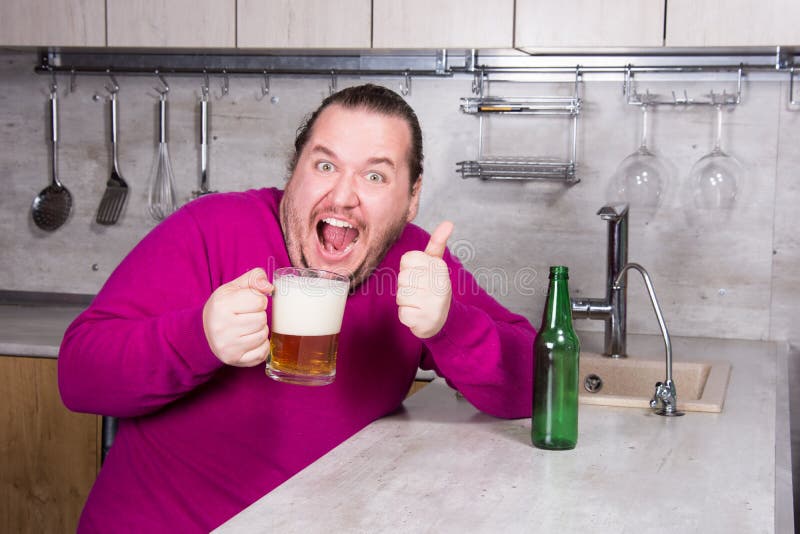 Vacation and Funny Fat Man. Stock Photo - Image of fleshy, hamburger ...