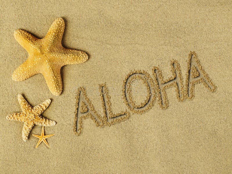 Aloha and Starfish on the White Sand Tropical Beac Stock Photo - Image ...