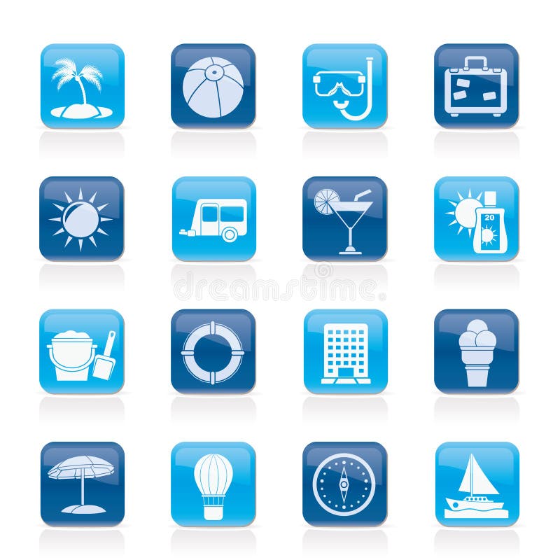 Vacation and holiday icons stock vector. Illustration of menu - 23583675