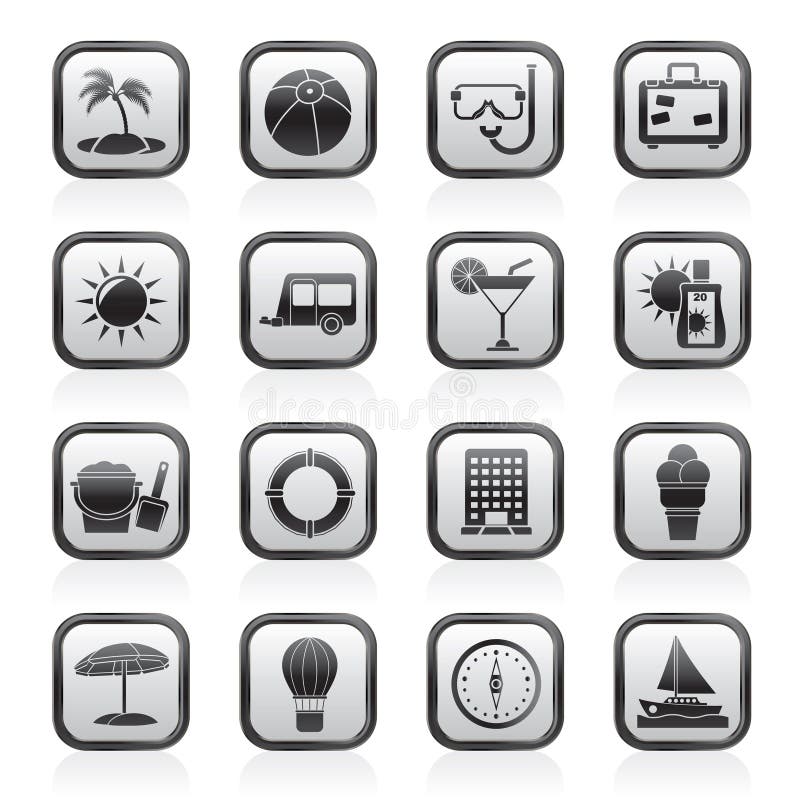 Vacation and holiday icons stock vector. Illustration of beach - 56689540