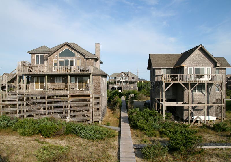 Vacation Homes on the Ocean Stock Photo - Image of grass, boardwalk ...