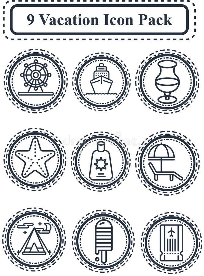 Vacation Icon Pack stock vector. Illustration of camp - 96108531