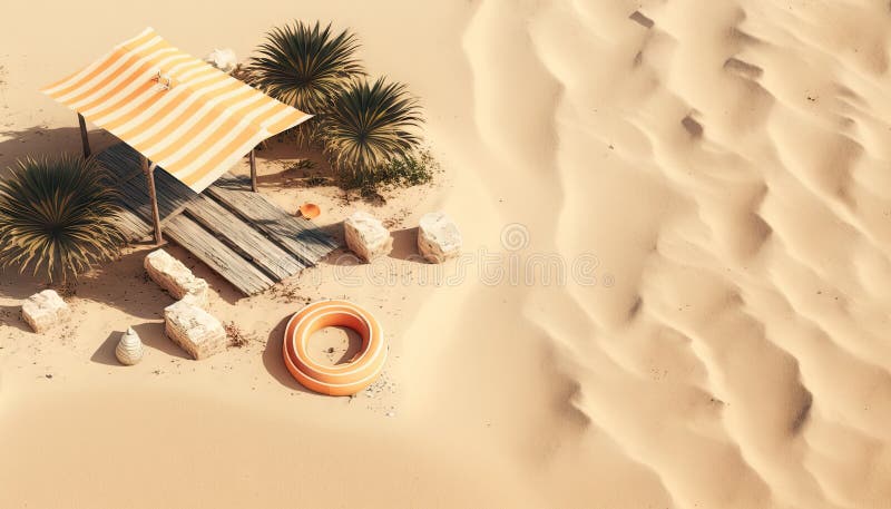 Vacation Image with Empty View of the Beach Sand Stock Illustration ...