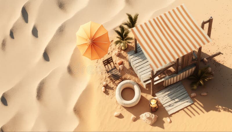 Vacation Image with Empty View of the Beach Sand Stock Illustration ...