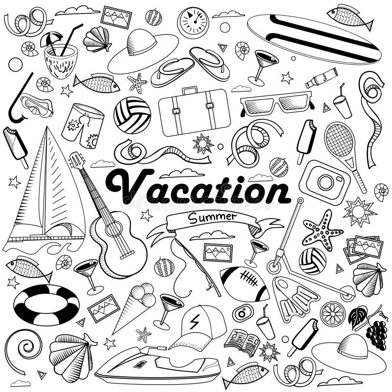 Vacation Line Art Design Vector Illustration Stock Vector ...