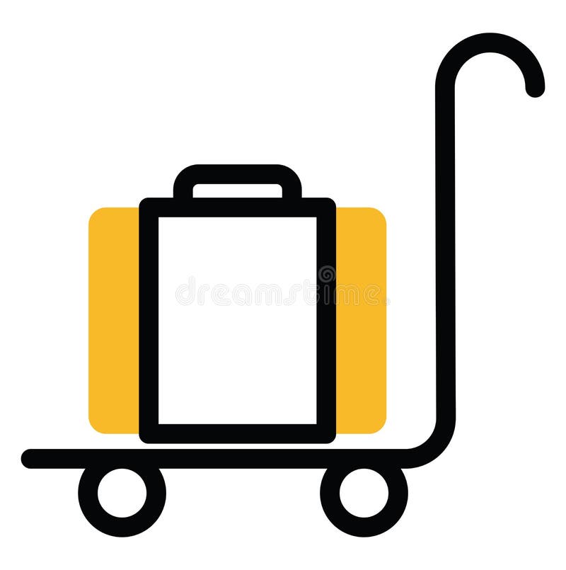 Vacation Luggage Trolley Icon Vector Flat Stock Illustration - Illustration of backpack, travel ...