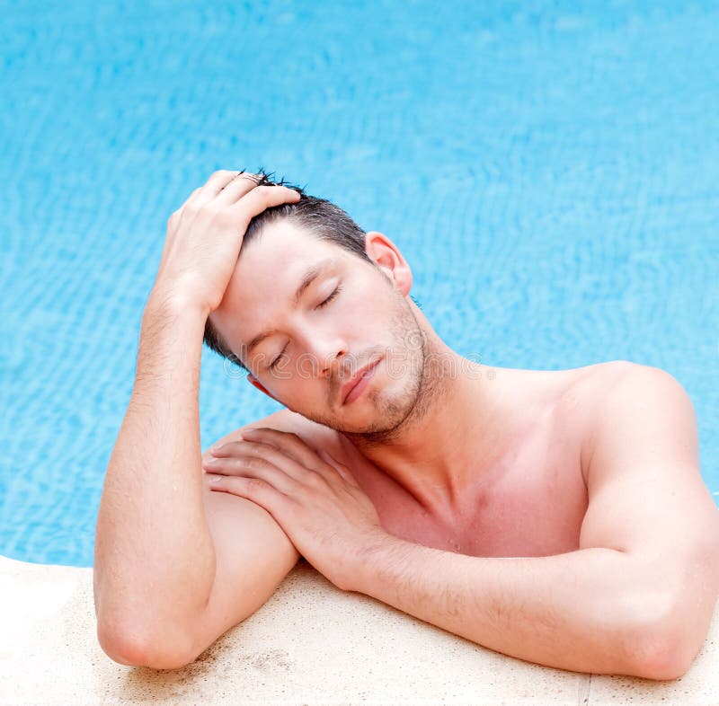 Wellness Spa - Man Relaxing in Hot Tub Whirlpool Stock Image - Image of ...