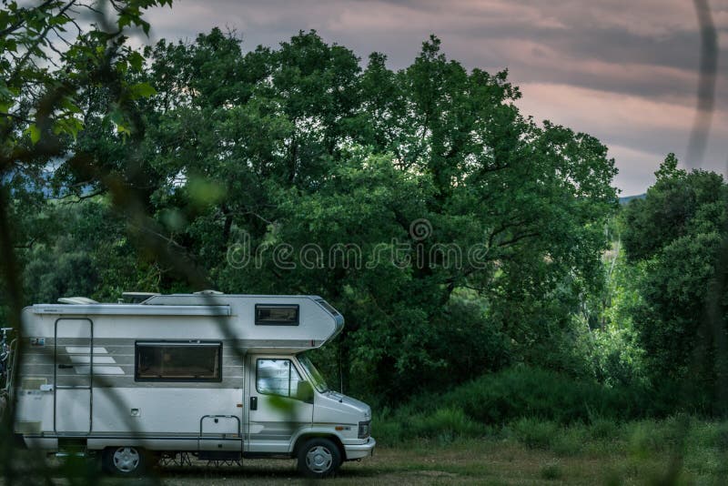 Vacation in Nature with Camper Stock Photo - Image of life, motorhome ...