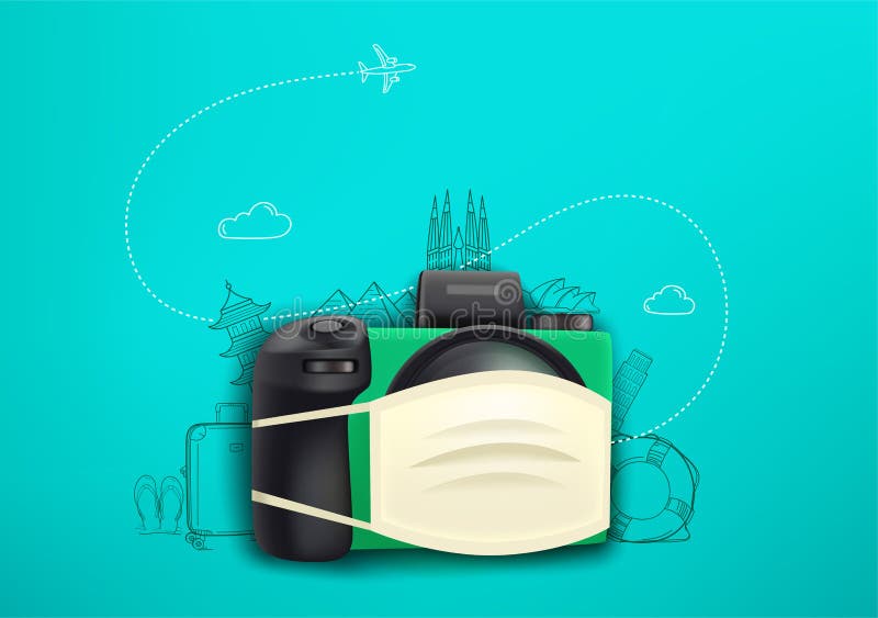 Concept with Digital Camera and Protection Mask Stock Vector ...