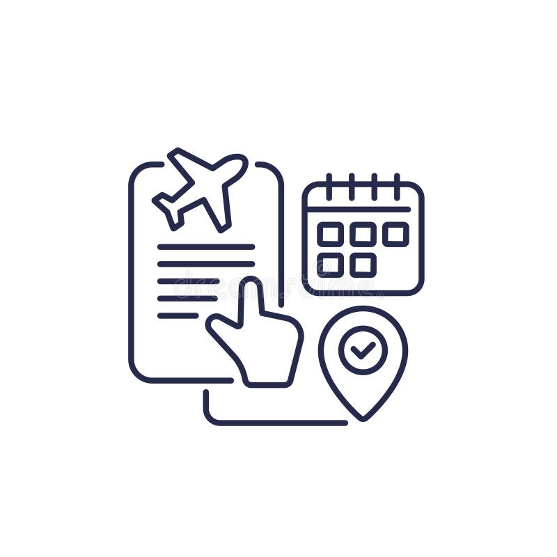 Vacation Planning Icon, Travel Plan Line Vector Stock Illustration ...