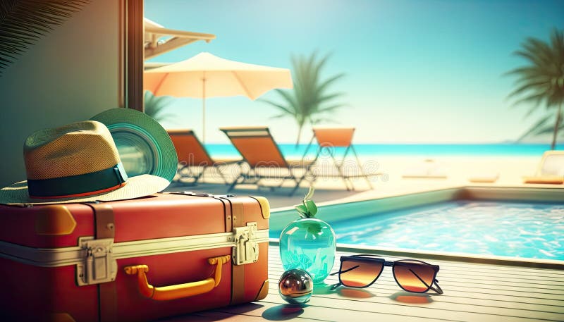 Vacation Postcard with Tourist Stuff Stock Illustration - Illustration ...